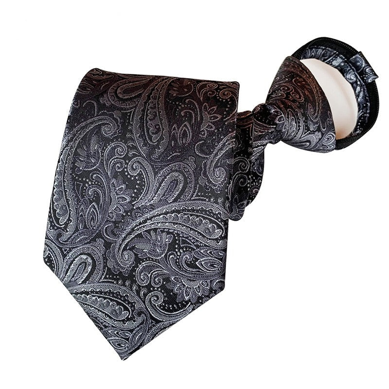 Cravate pré-nouée Noir Baroque - Élégance et Simplicité Réunies